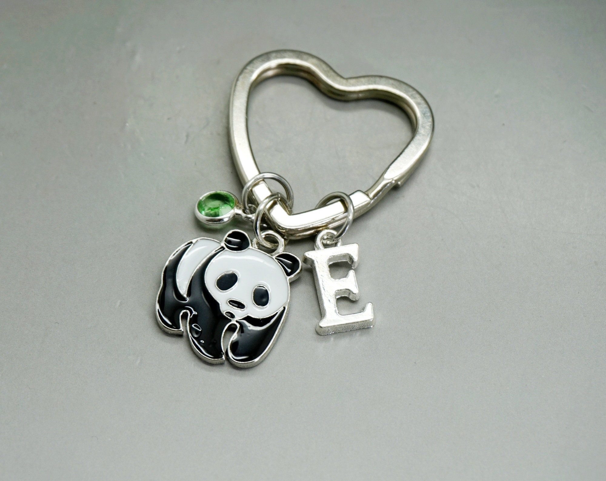 Panda Keychain Panda Keyring Panda Gift custom initial | Etsy