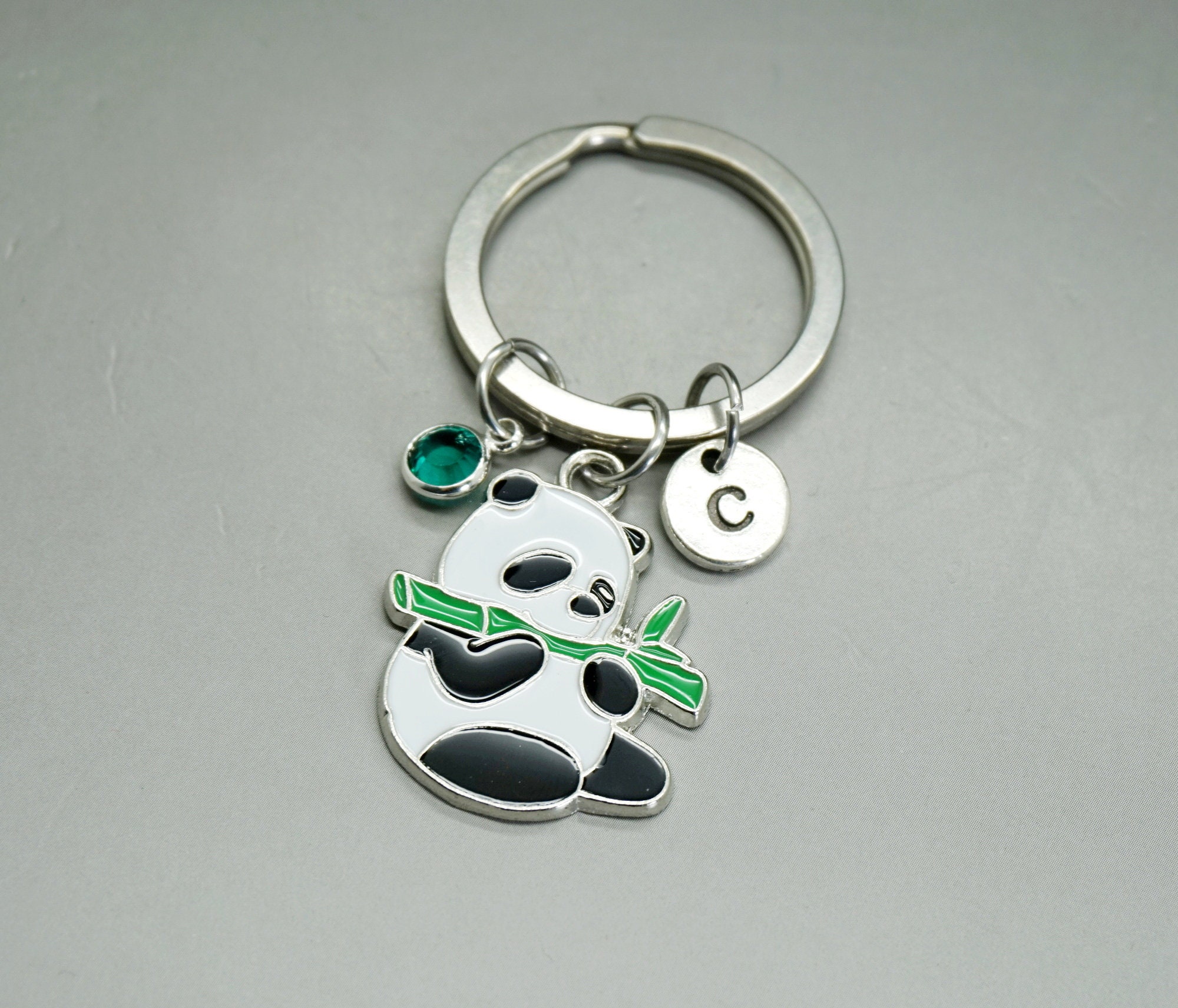 Panda Keychain Panda Keyring Panda Gift custom initial | Etsy