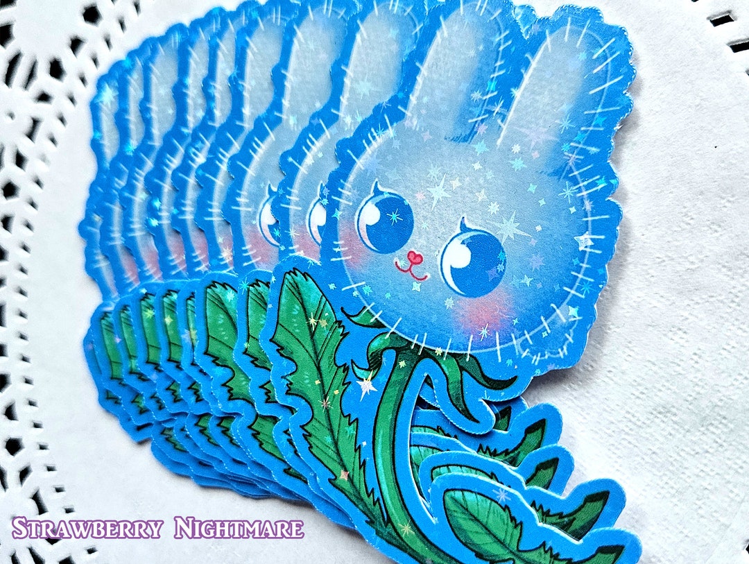 Bunny Dandelion Glitter Sticker - Etsy