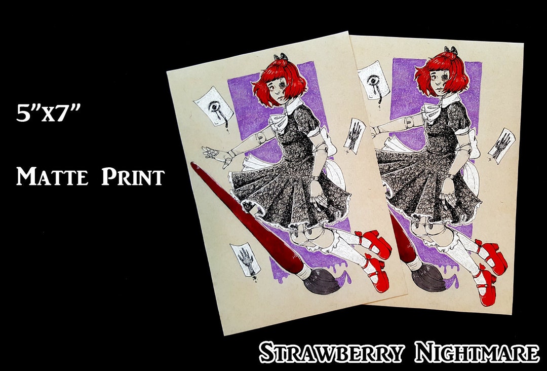 Strawberry Nightmare Mini Print - Etsy