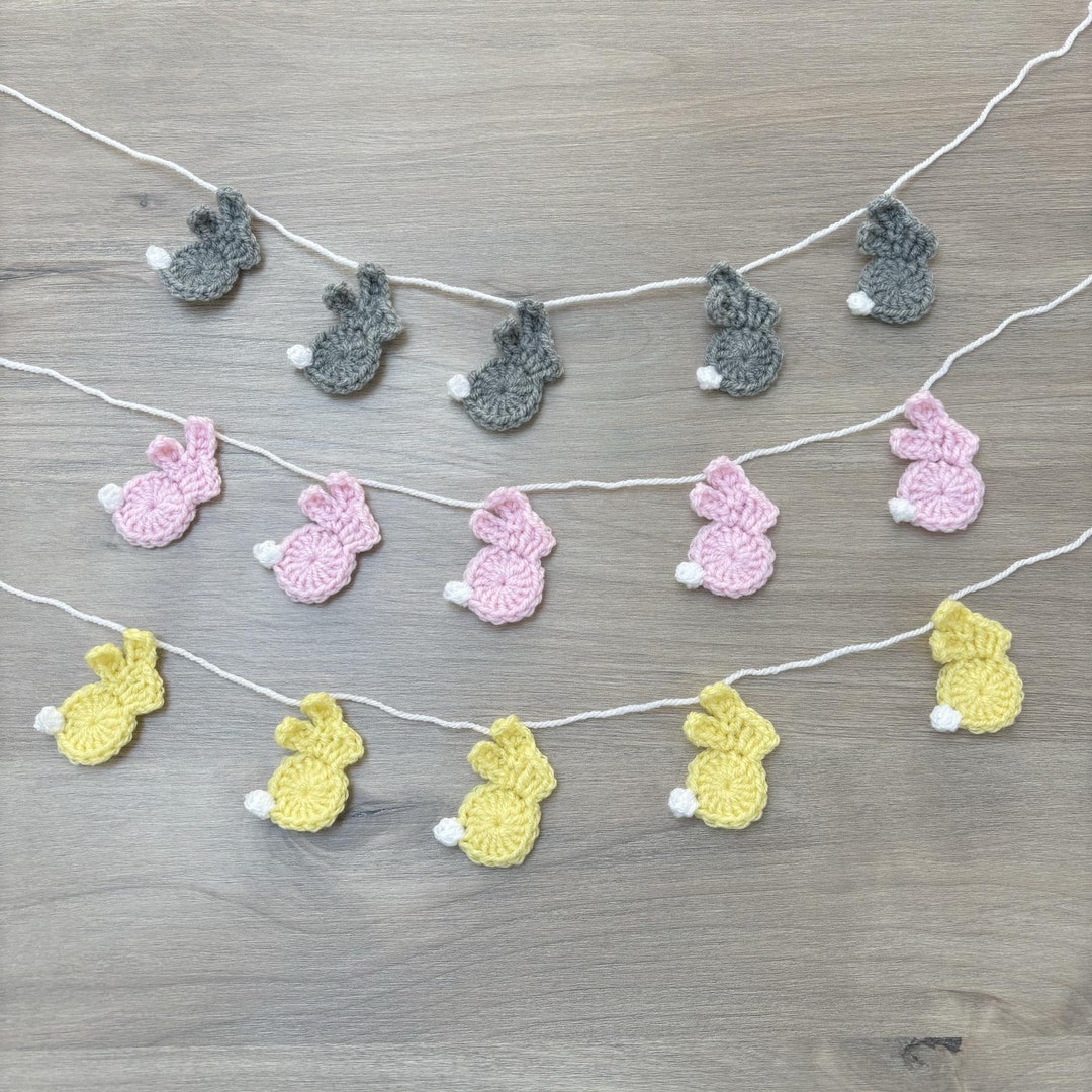 Crochet Bunny Rabbit Bunting, Pastel Bunting, Easter Decoration ...