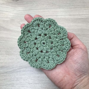 100% Organic Cotton Crochet Coaster - Sage, Sage Coaster, Cotton ...