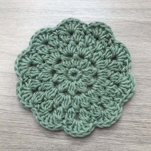 100% Organic Cotton Crochet Coaster - Sage, Sage Coaster, Cotton ...