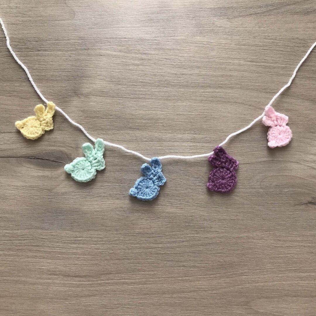 Pastel Shades Crochet Bunny Rabbit Bunting - String, Rabbit Decor ...