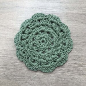 100% Organic Cotton Crochet Coaster - Sage, Sage Coaster, Cotton ...