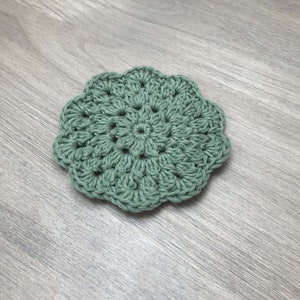 100% Organic Cotton Crochet Coaster - Sage, Sage Coaster, Cotton ...