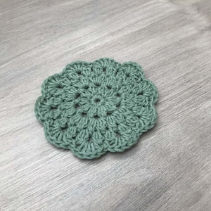 100% Organic Cotton Crochet Coaster - Sage, Sage Coaster, Cotton ...