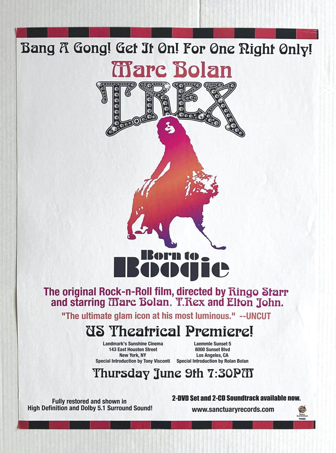 Marc Bolan: T.rex Born to Boogie Movie Poster - 18”x24” - 2005 - Etsy