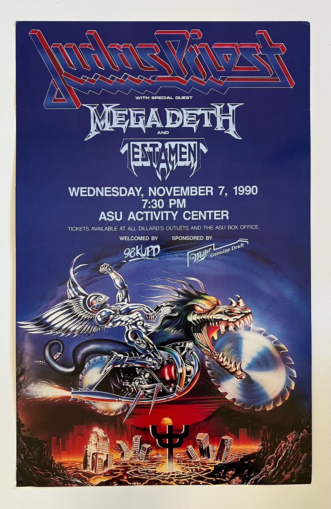 Judas Priest With Megadeth and Testament Concert Poster 1990 - Etsy