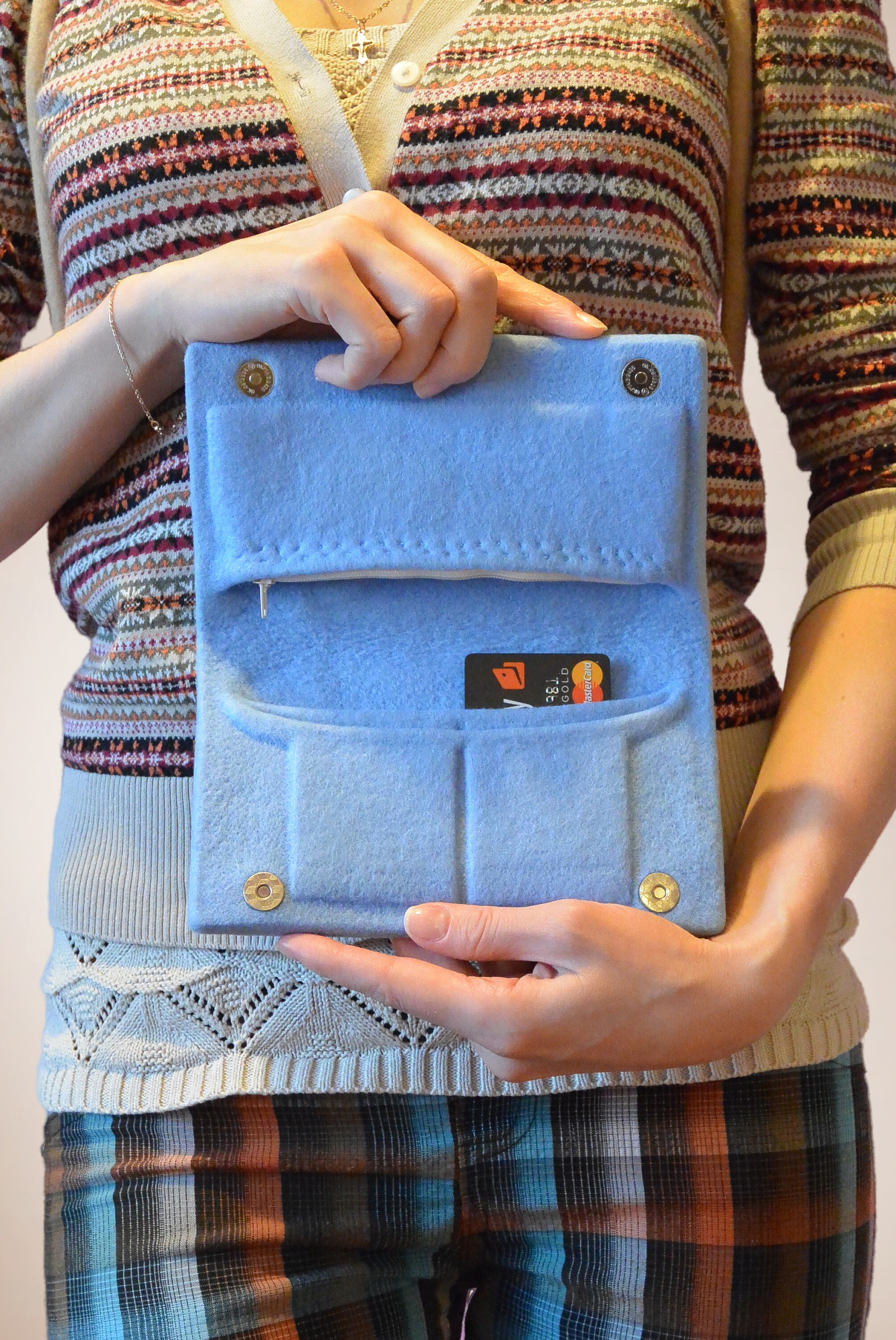 Blue Felt Wallet Felt Wallet Blue Wool Wallet Light Blue | Etsy