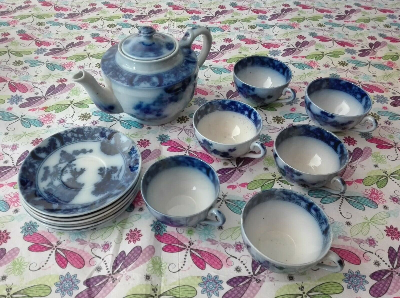 Portuguese Sacavém Pottery Flow Blue Tea Set - Etsy