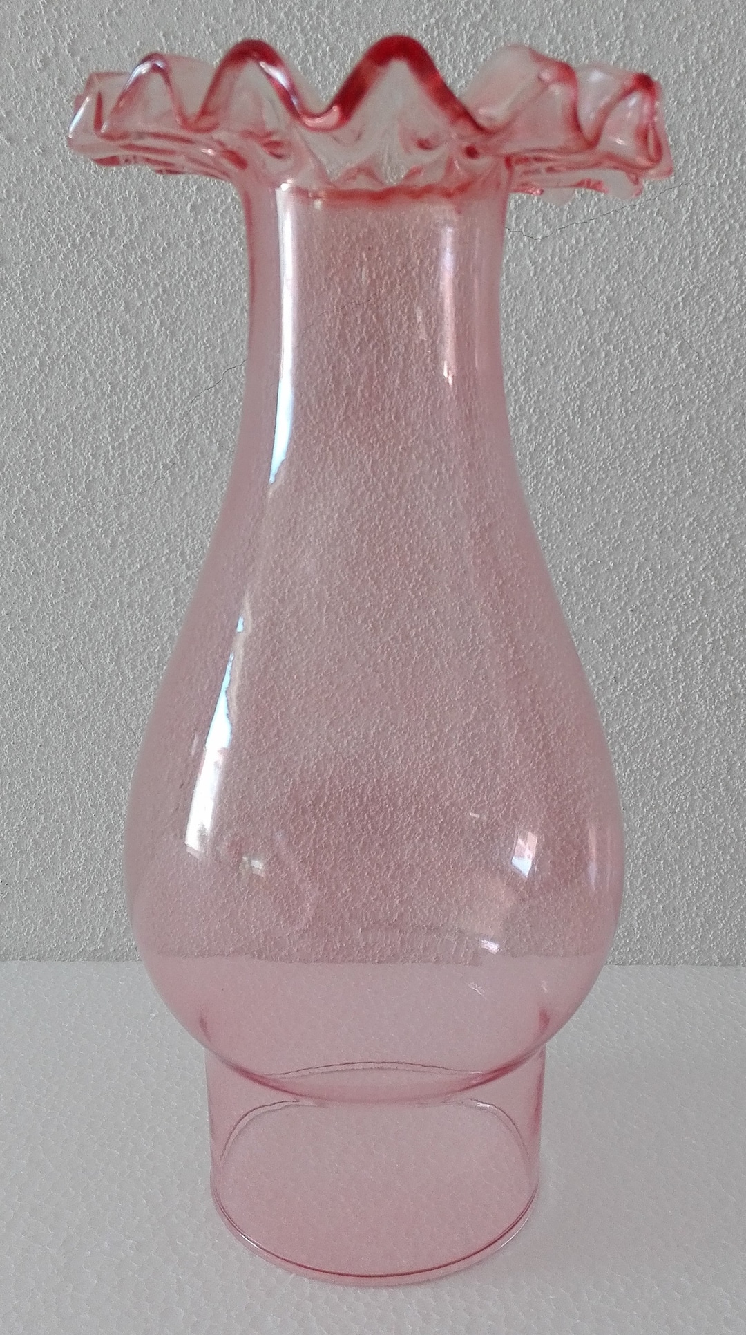 PINK Glass Frill Top Chimney Electric / Oil Lamps Suitable Forqueen ...