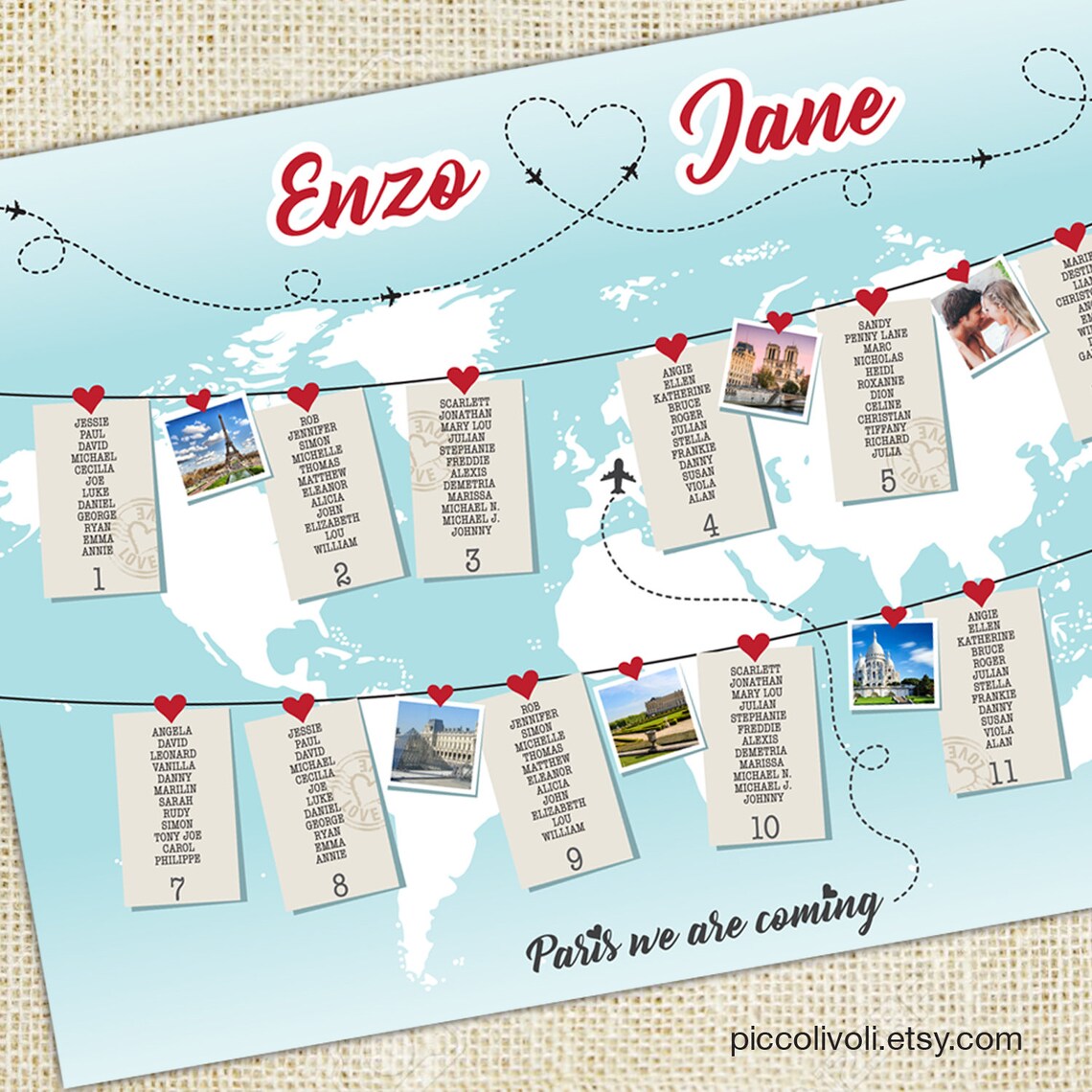 Travel Wedding Seating Chart Printable File | Etsy
