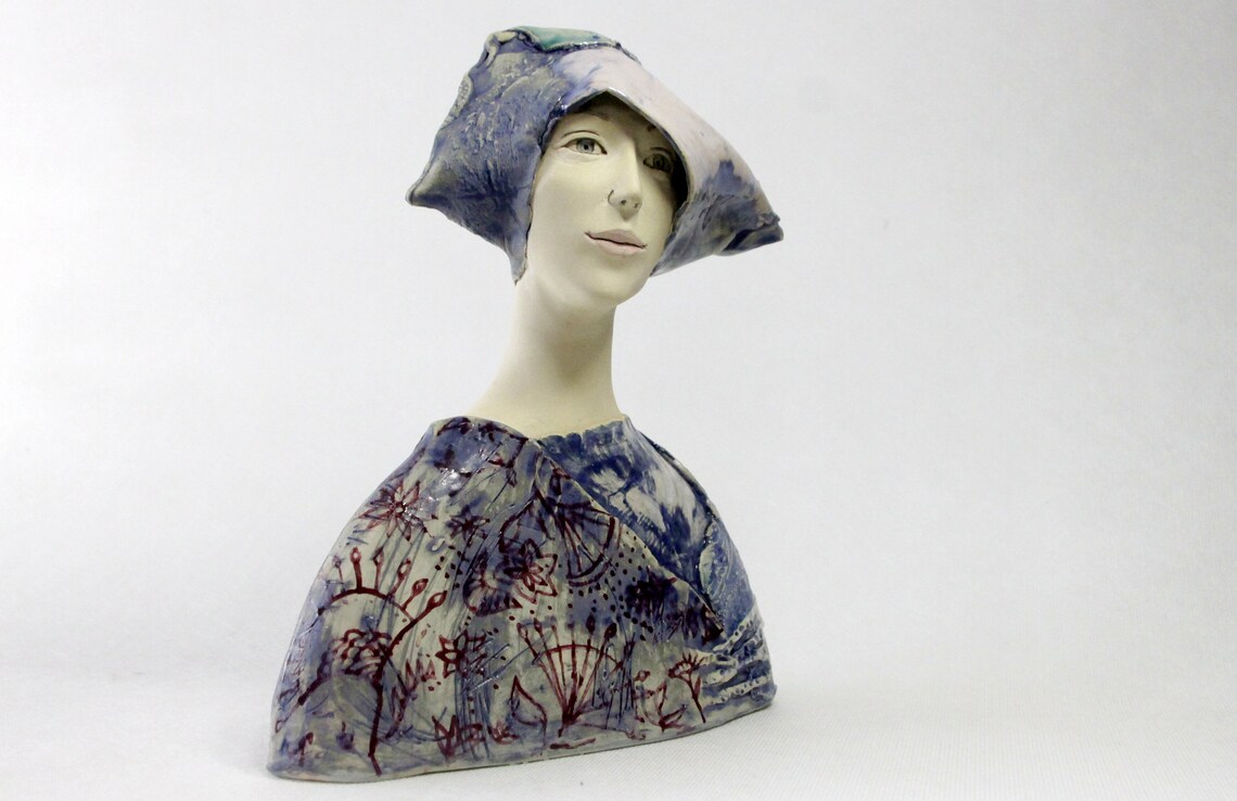 Ceramic Sculpture A Woman's Bust Unique Sculpture - Etsy