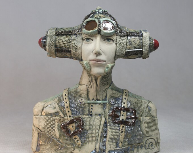 Steampunk , Male Sculpture Bust , Ceramic Sculpture , Handmade ...