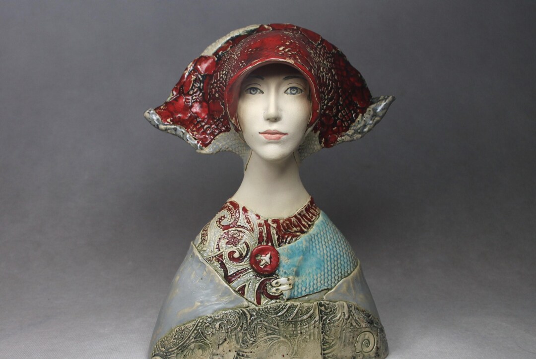 Handmade Ceramic Female Bust Sculpture - Ecru Glazed Clay - Etsy
