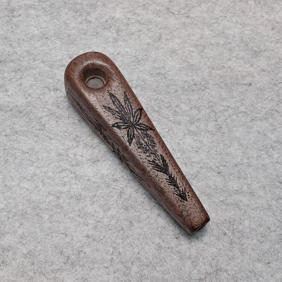 Small Black Walnut Wood Smoking Pipe With Wood Burned Design - Etsy