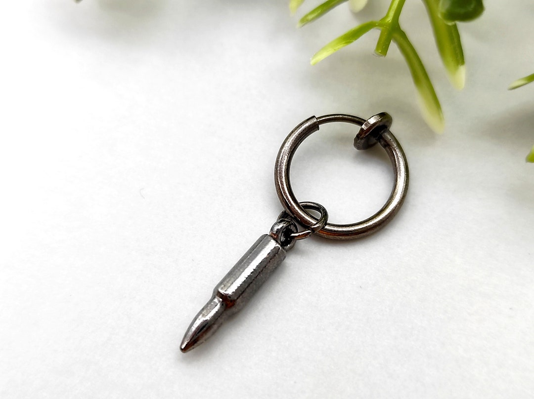 Gunmetal Bullet Clip-on Earring, Hunter Goth Style, Non Pierced - Etsy