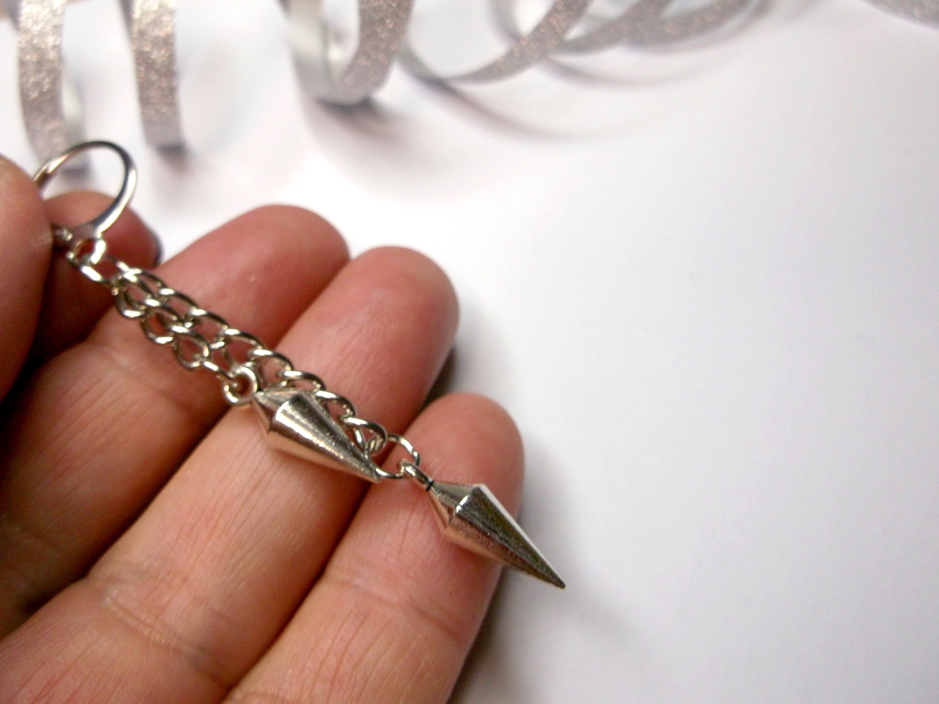 Double spike dangle statement earring silver spike dangle mood | Etsy