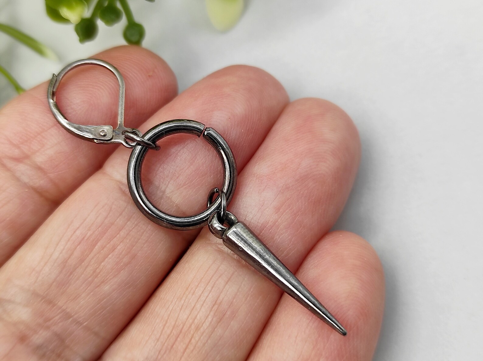 Gunmetal Spike Dangle Earring, Black Acrylic Goth Trend - Etsy