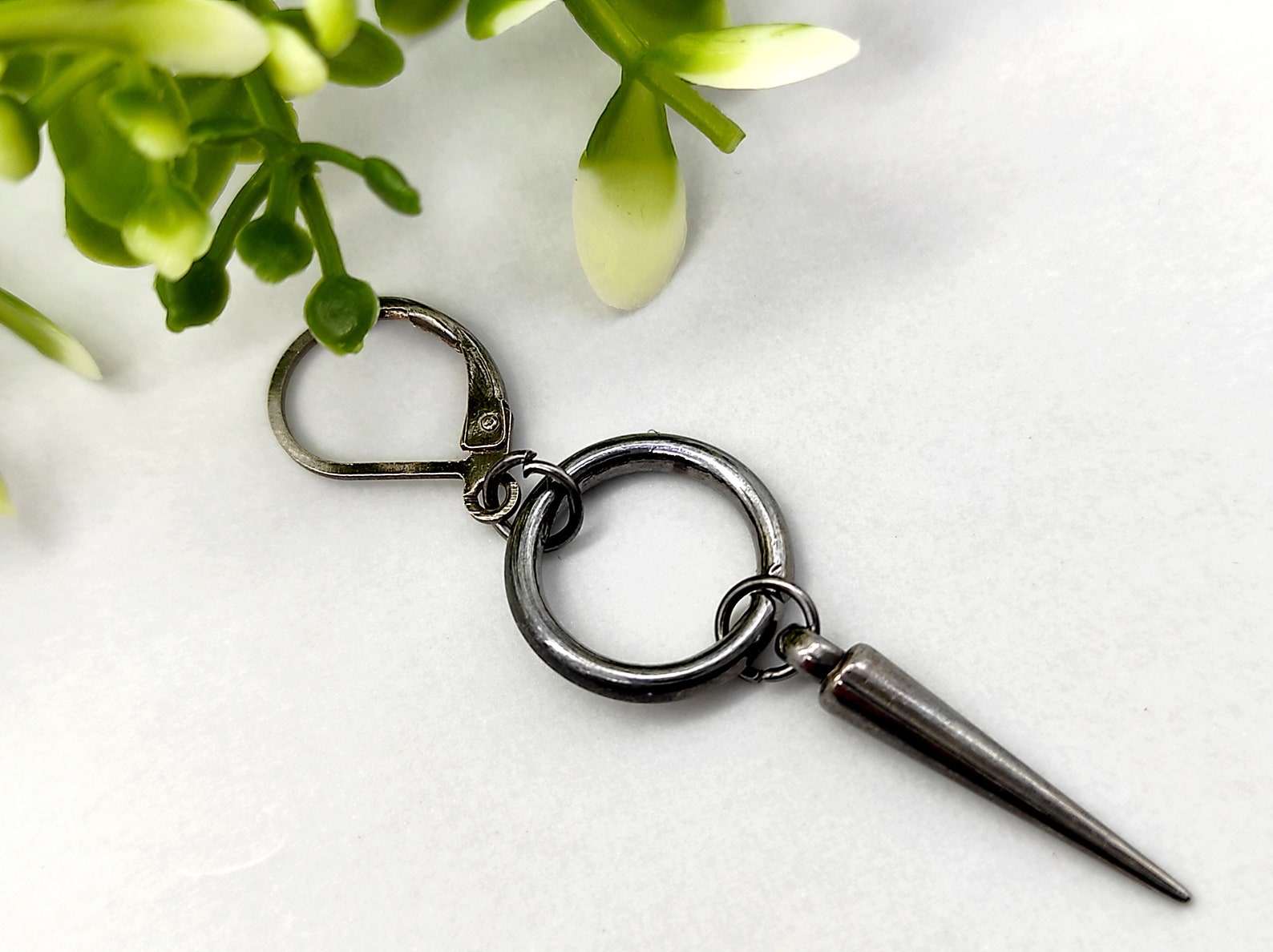 Gunmetal Spike Dangle Earring, Black Acrylic Goth Trend - Etsy