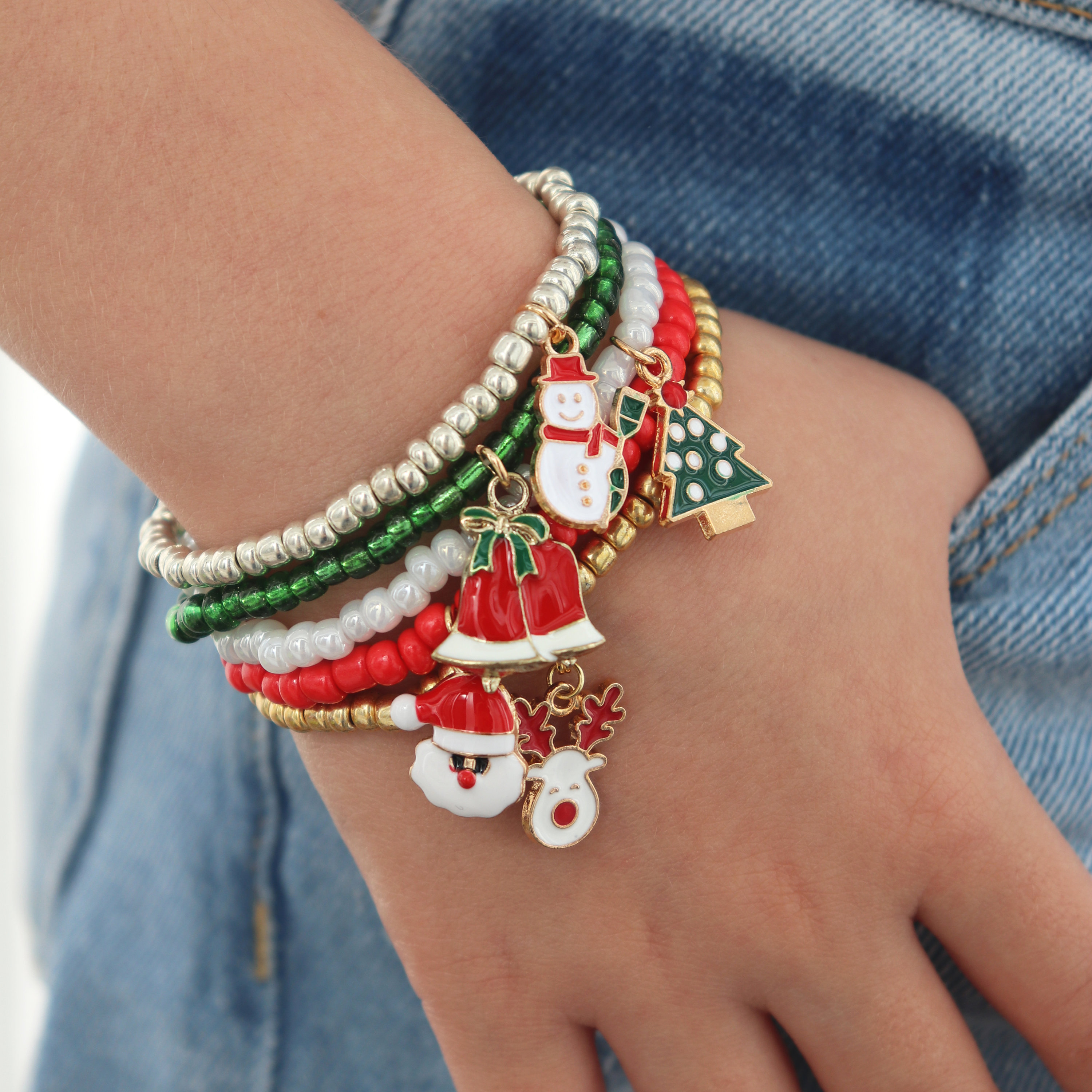 5 Christmas charm bracelets Stocking stuffers Advent fillers | Etsy