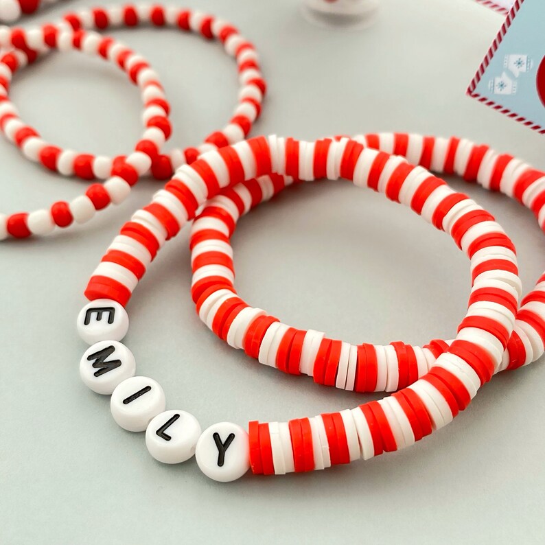 Red and White DIY Christmas Bracelet Christmas Party Activity - Etsy