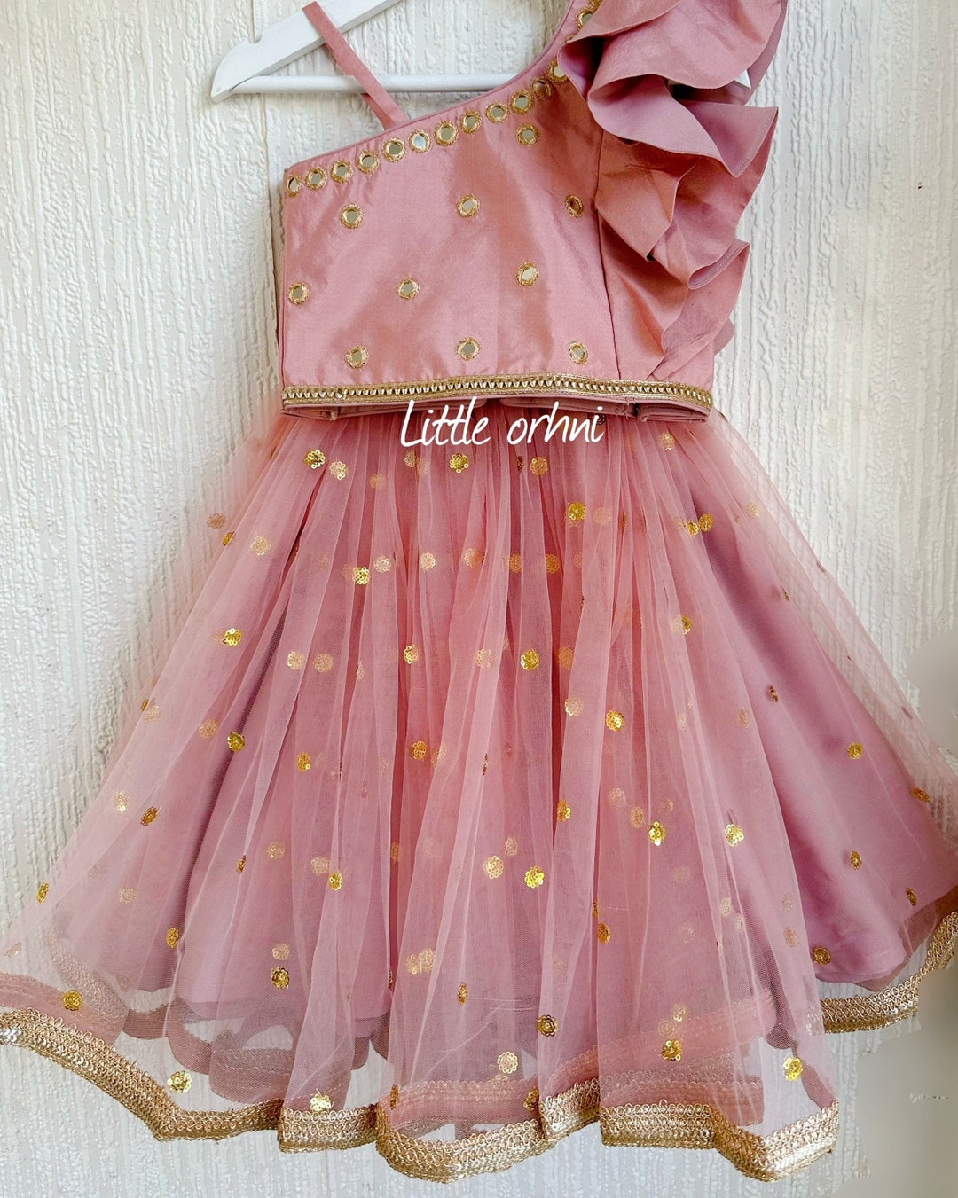 Lehenga Choli Set in Carnation Pink | One Flaired Shouldered Choli and ...