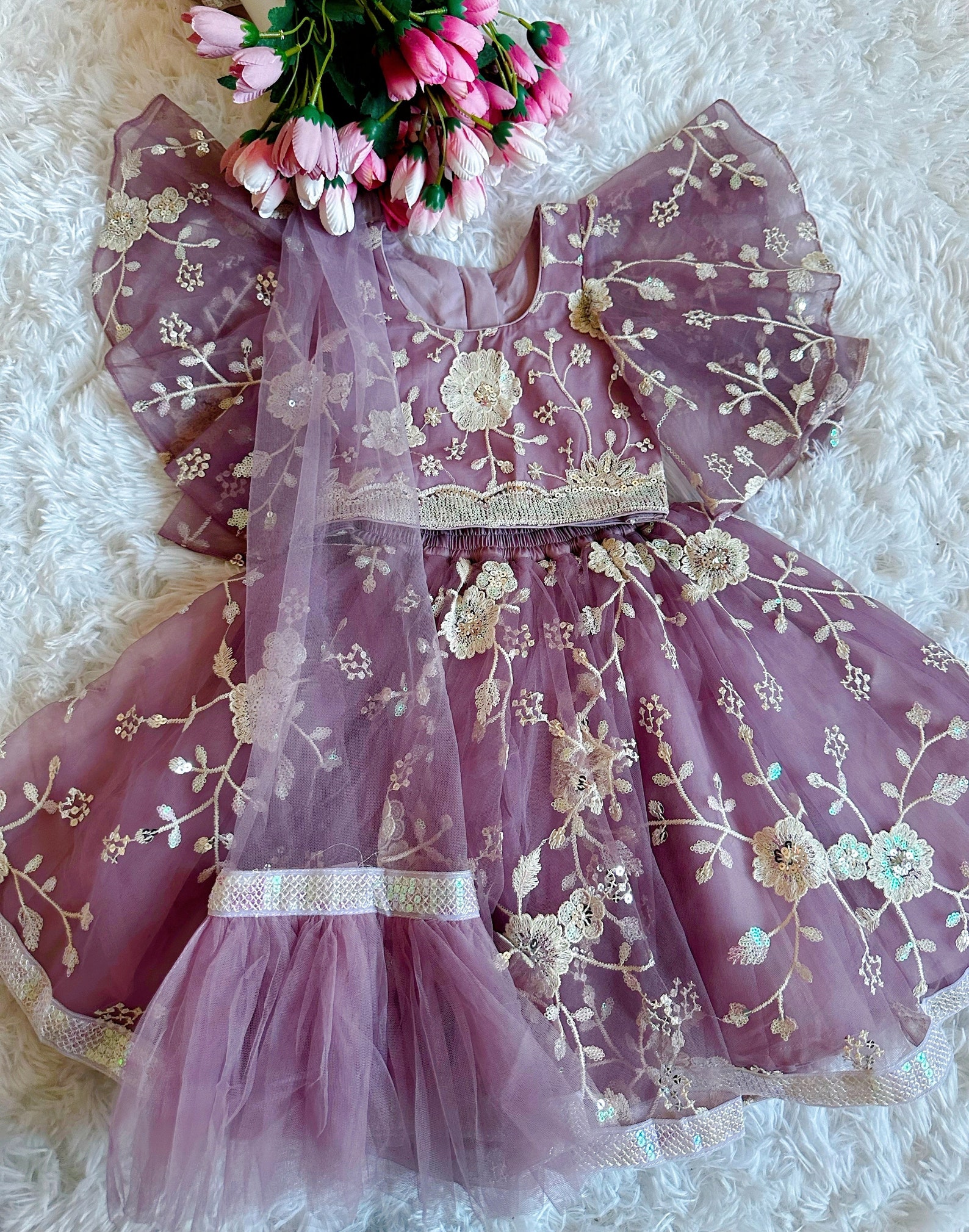 Baby Lehenga Choli in French Lilac |toddler Eid Dress | Traditional ...