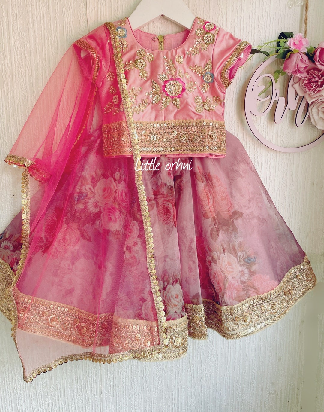 Lilac Floral Lehenga With Hand Embroidery | Kid Lehenga | Baby Lehenga ...