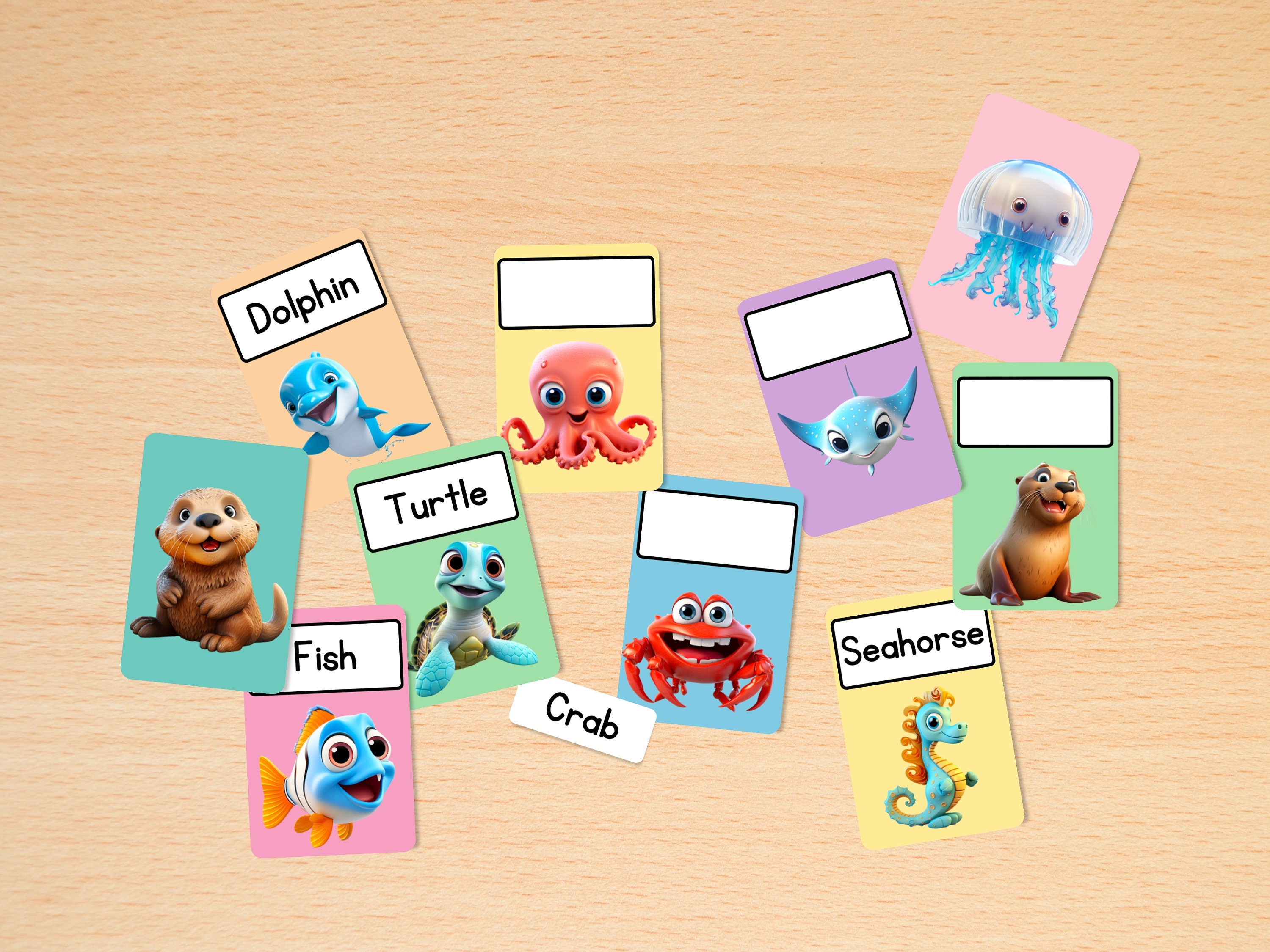 OCEAN ANIMALS Flashcards Montessori Educational Pre-school Printable ...