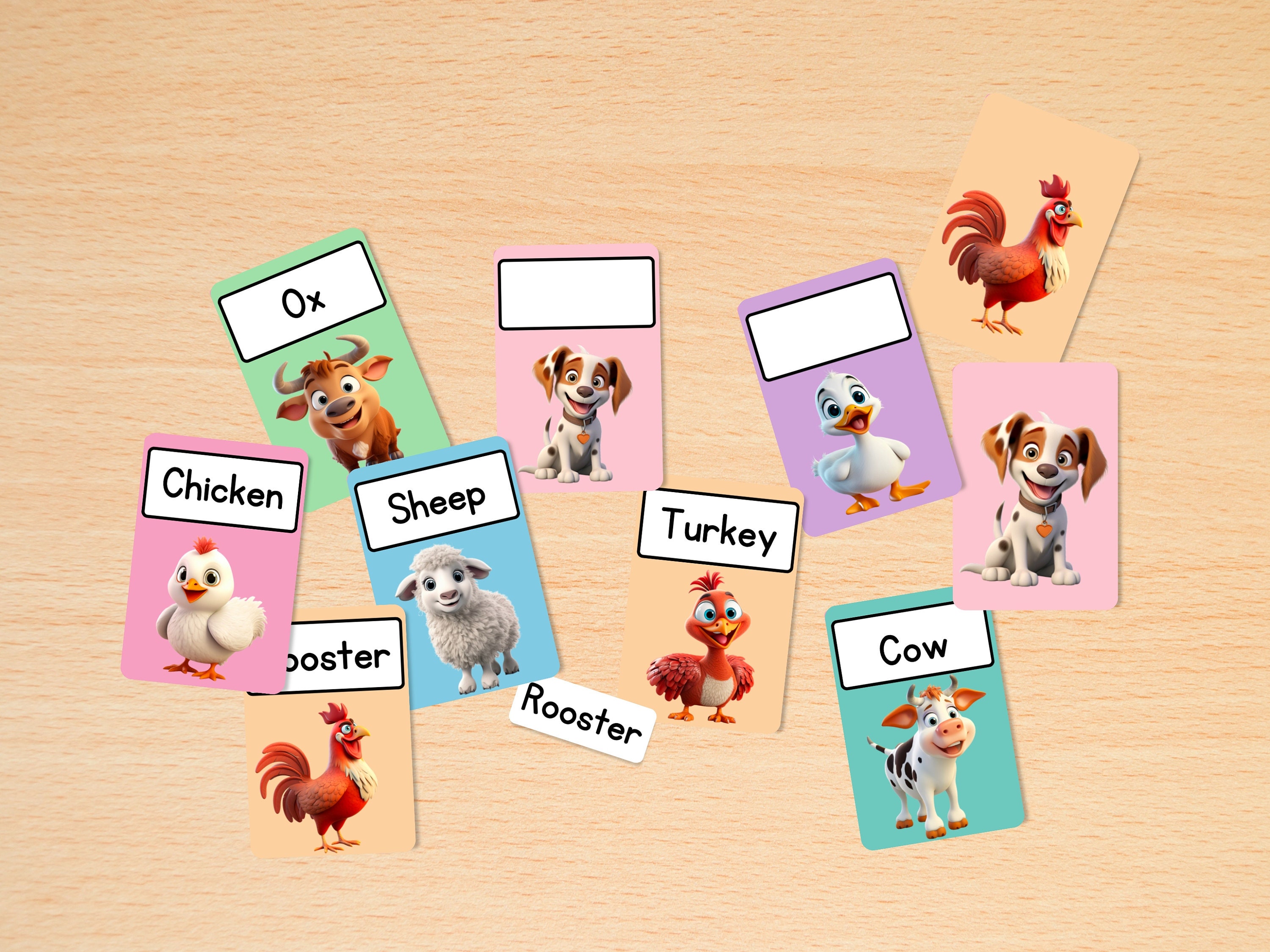 Farm Animals Montessori Flashcards - Educational Preschool Printable ...