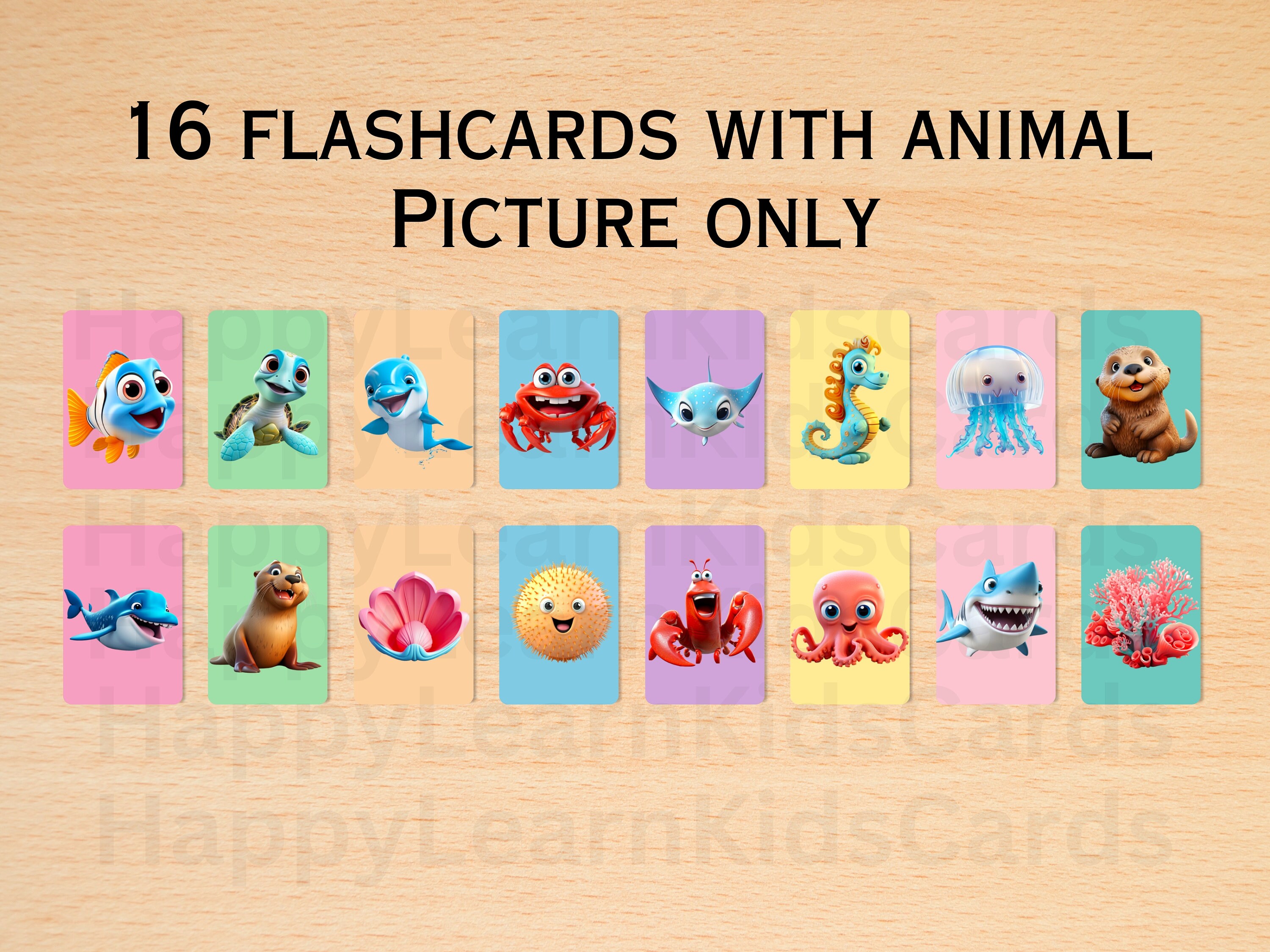 OCEAN ANIMALS Flashcards Montessori Educational Pre-school Printable ...
