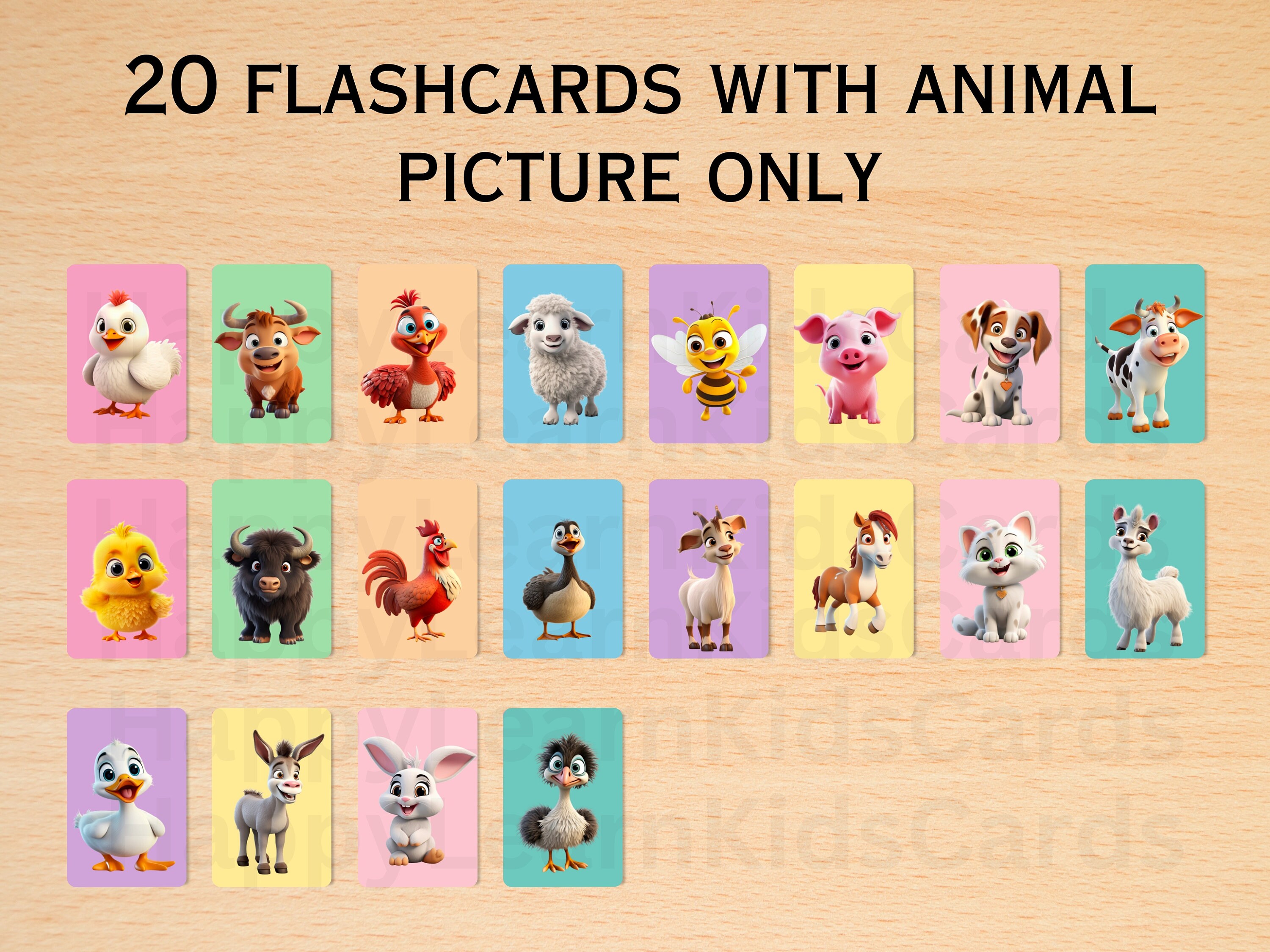 Farm Animals Montessori Flashcards - Educational Preschool Printable ...