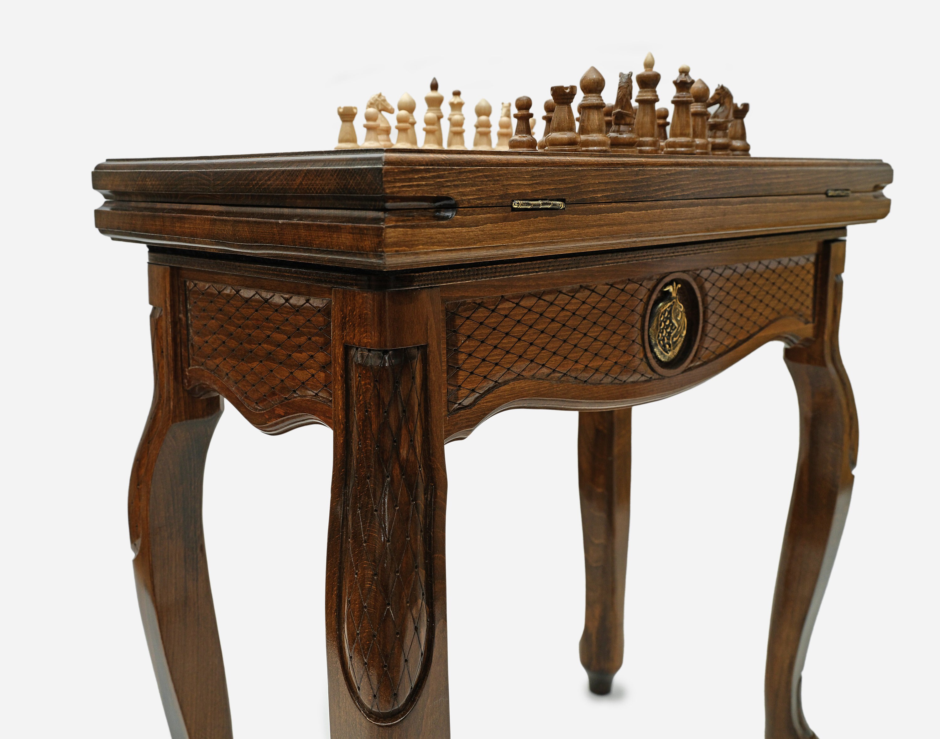 Handcrafted Chess and Backgammon Table: Walnut & Beech Wood ...
