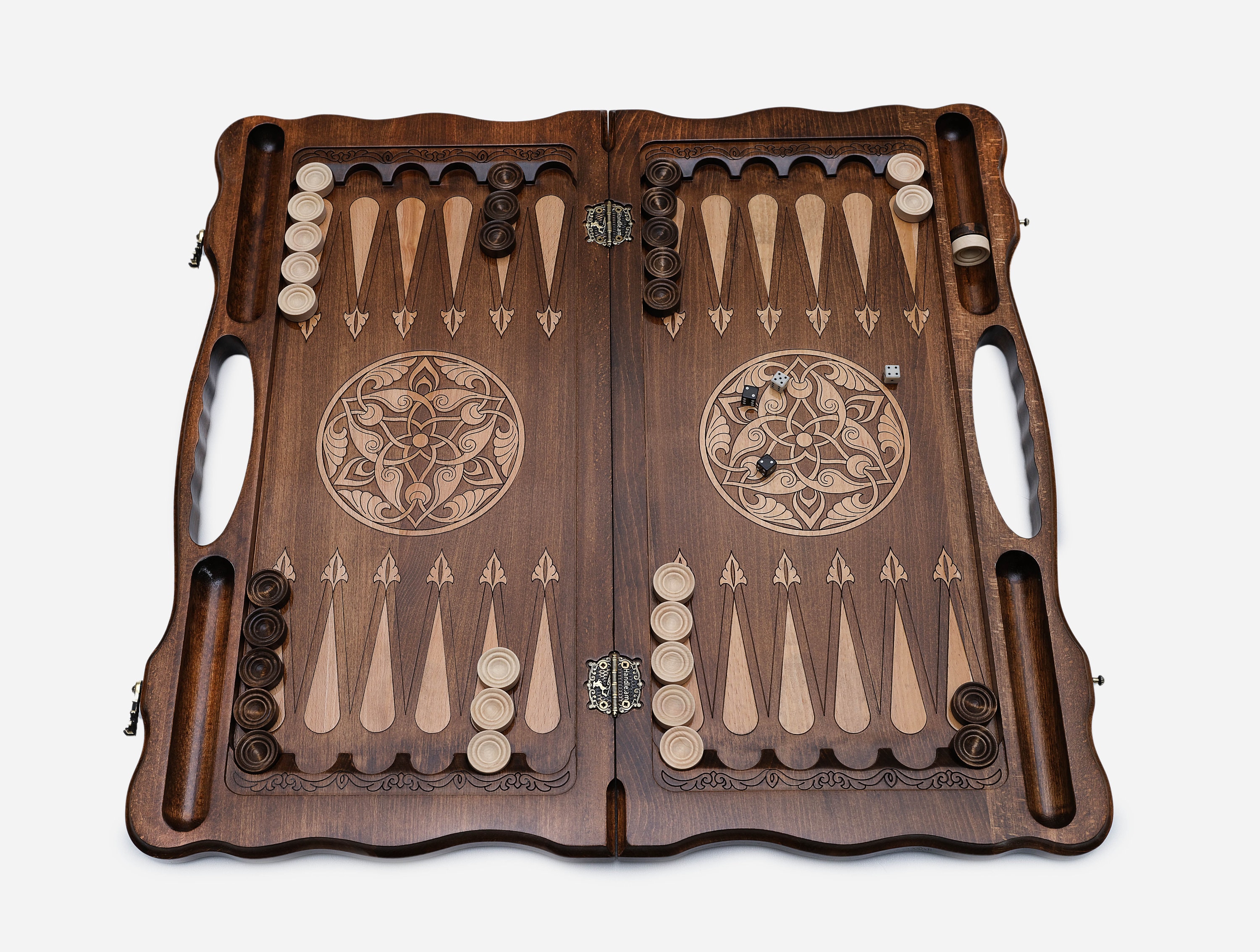 Handle Backgammon. Luxury Backgammon With Engraving Lion and Bronze ...