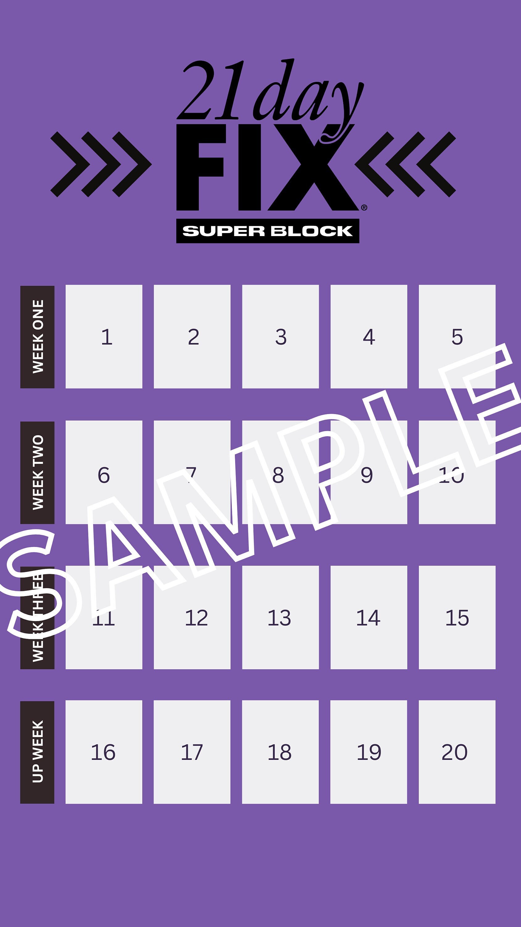 21 Day Fix Super Block Social Calendars - Etsy