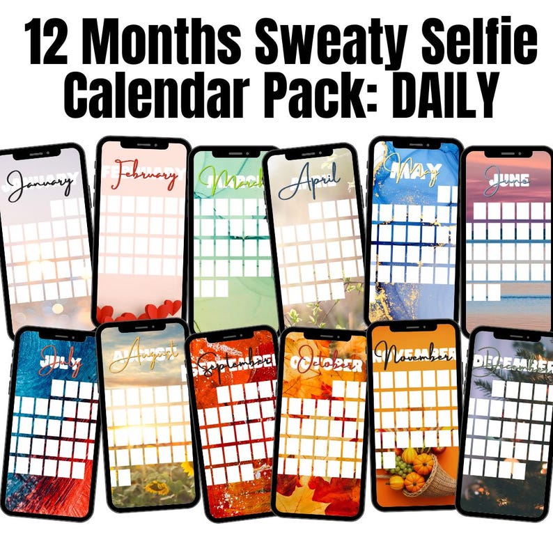 2026 DAILY Sweaty Selfie Calendar Pack - Etsy