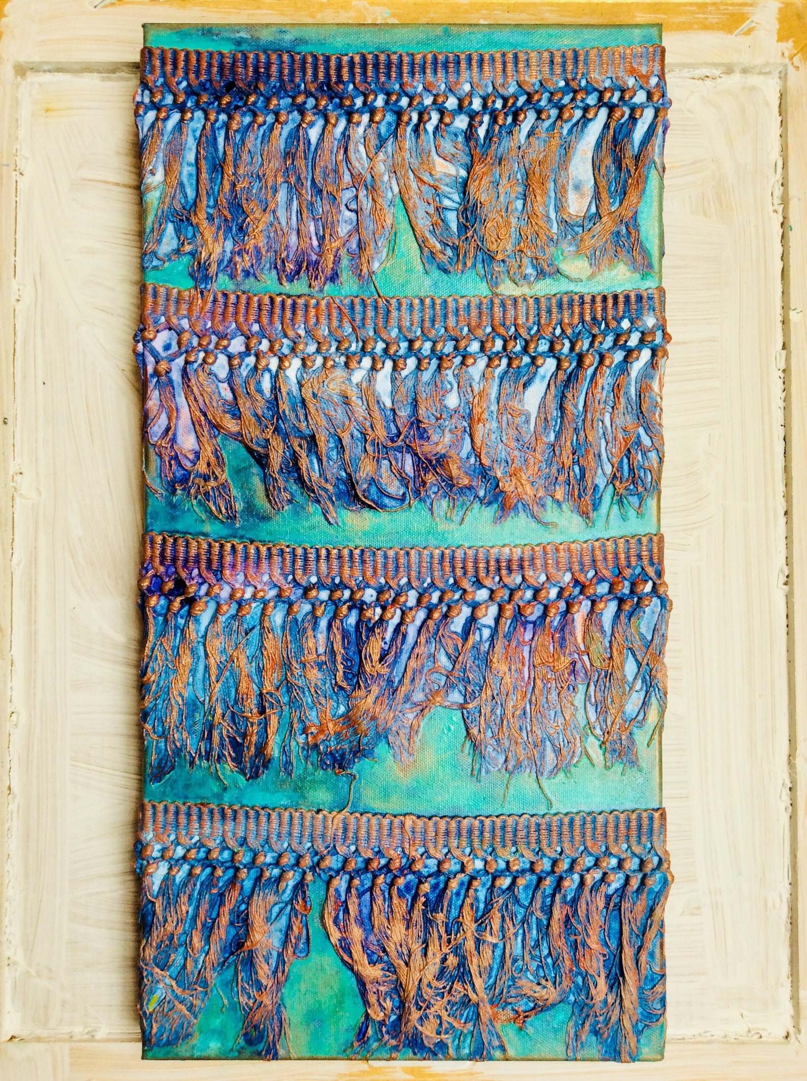 Aqua Blue Copper Texture Painting, Bohemian Decor Blue Aqua, Gypsy Art ...