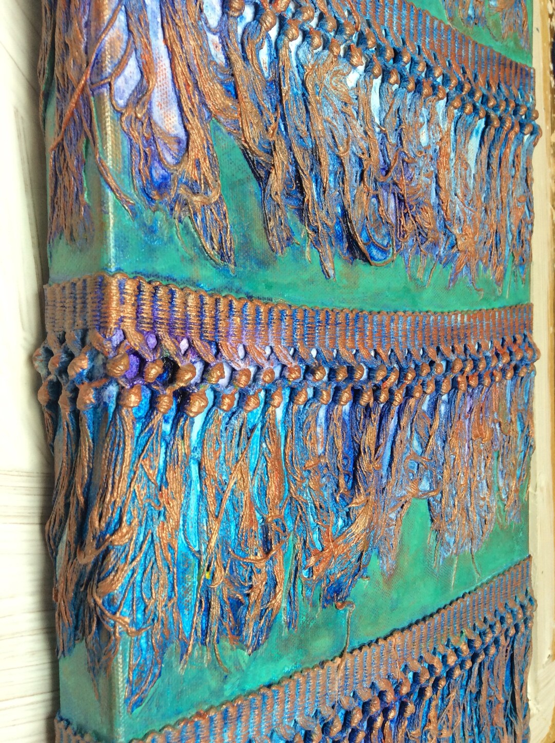 Aqua Blue Copper Texture Painting, Bohemian Decor Blue Aqua, Gypsy Art ...