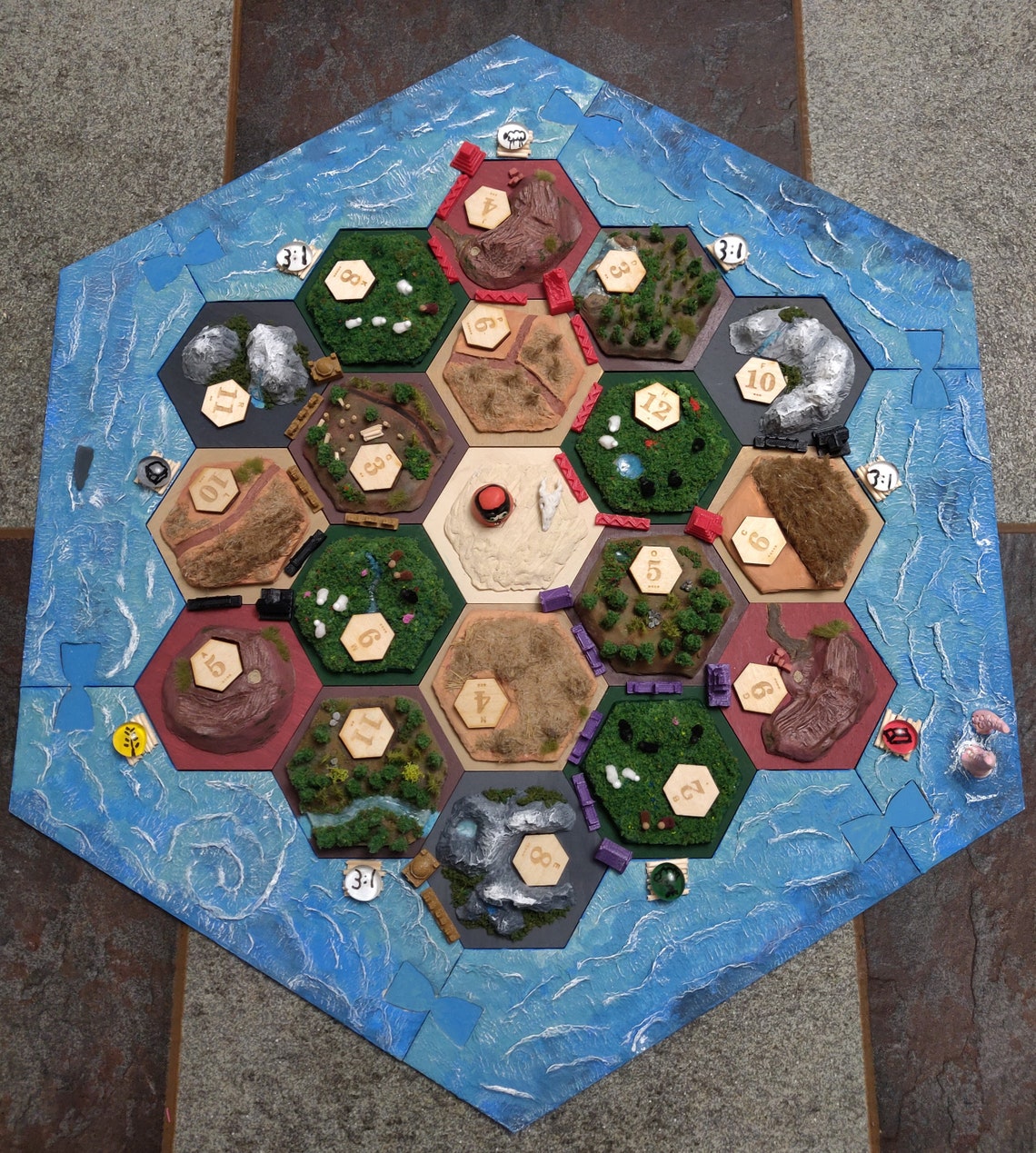 Deluxe custom 3D hexagon resource board game realistic | Etsy