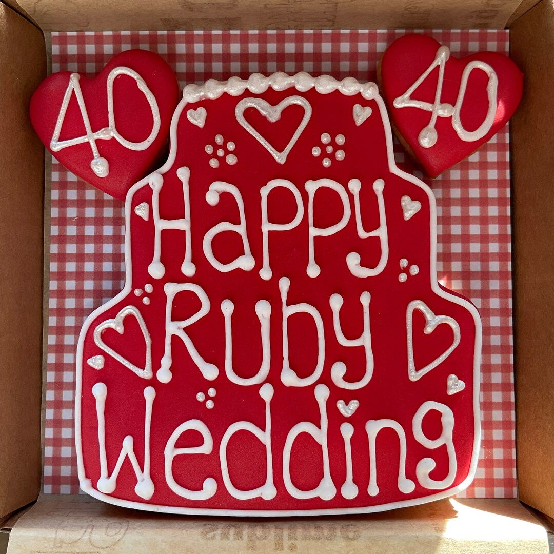 Ruby Wedding Anniversary Cookie / Ruby Wedding Cookie Biscuit - Etsy UK