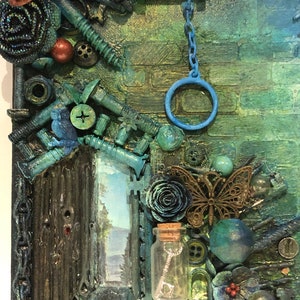 Mixed Media Collage Lock and Key - Etsy