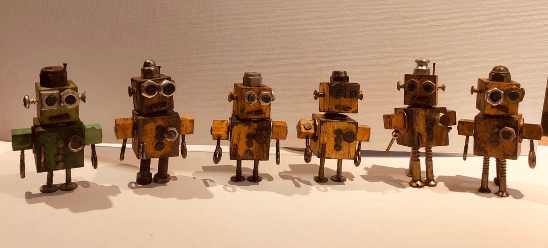 Handmade Wood Block Steampunk Robot Wooden Figurine/sculpture - Etsy