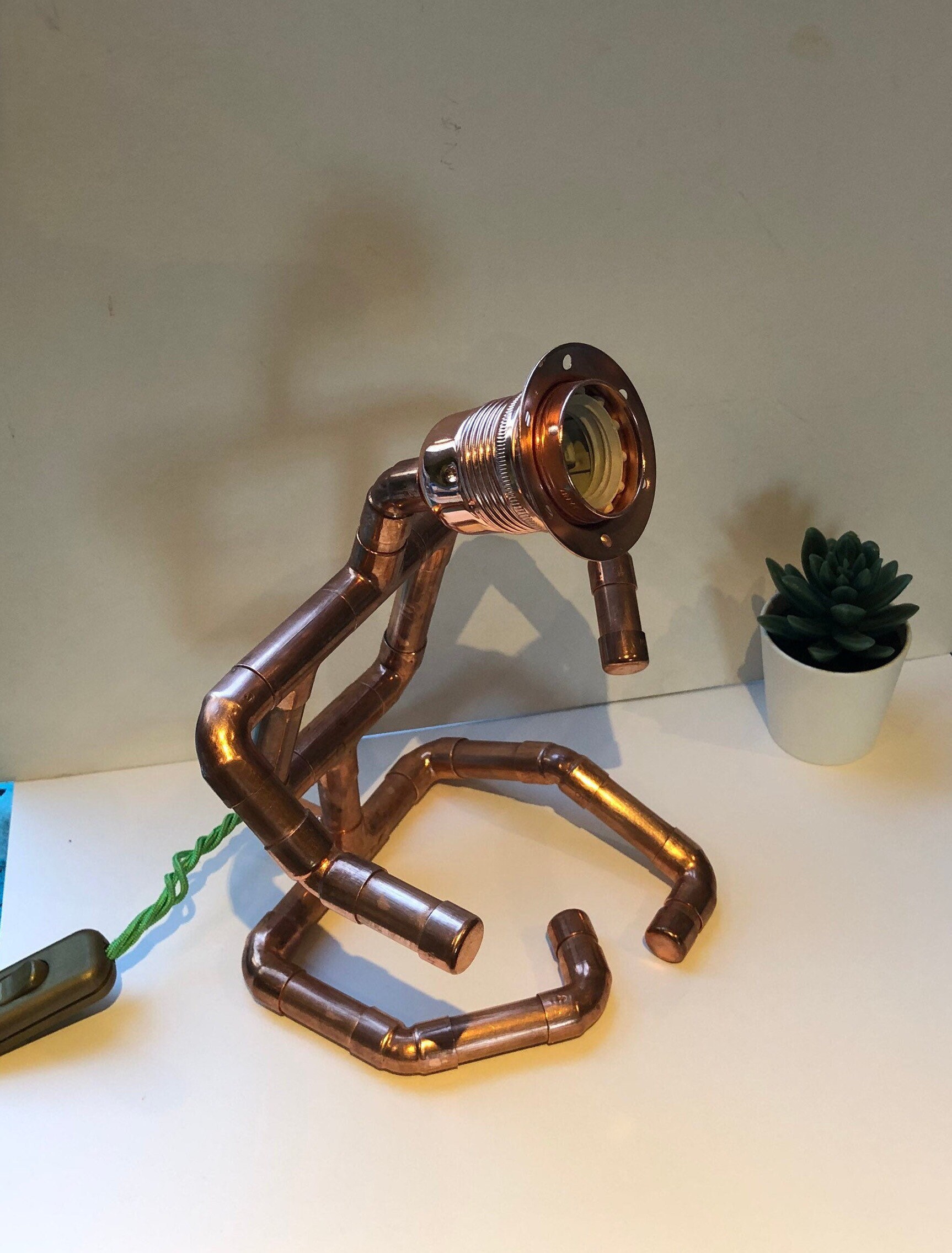 Copper Pipe Table Desk Lamp - Etsy