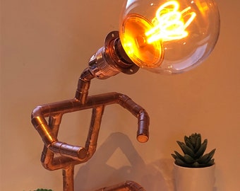 Copper Pipe Lamp Desk Lamp Copper Light Bedside Lamp | Etsy