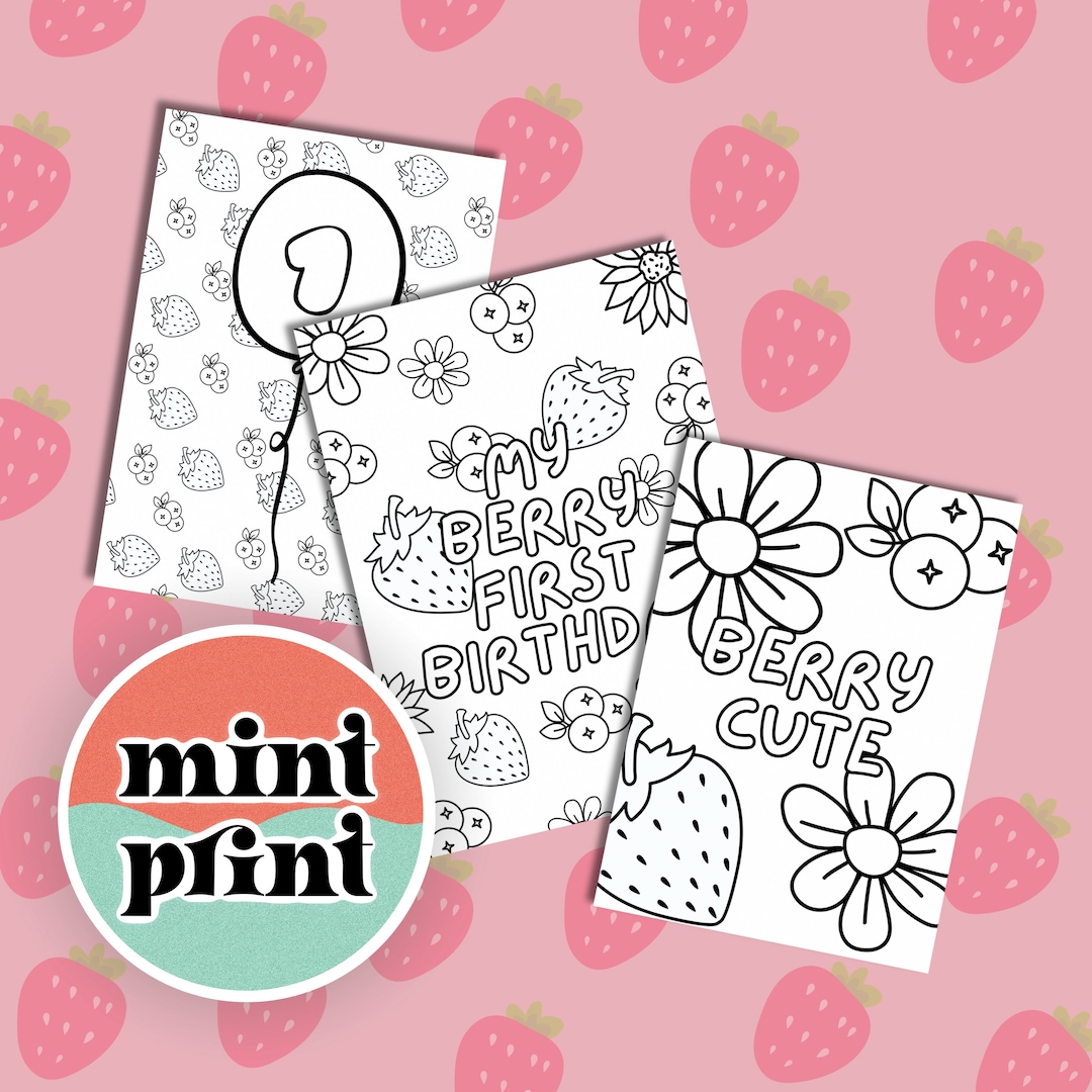 My Berry First Birthday Printable Colouring Pages - Baby Girl Birthday ...
