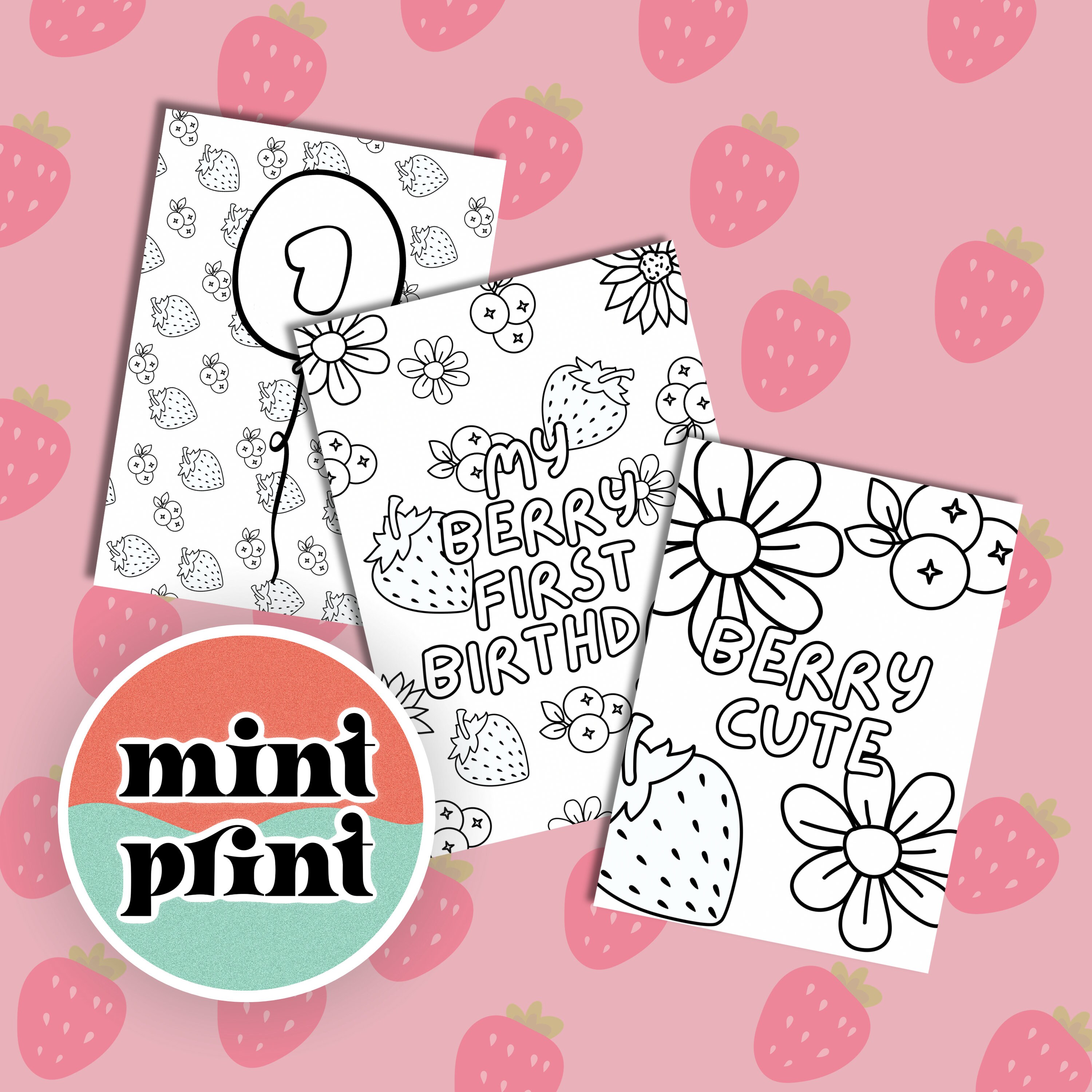 My Berry First Birthday Printable Colouring Pages - Baby Girl Birthday ...