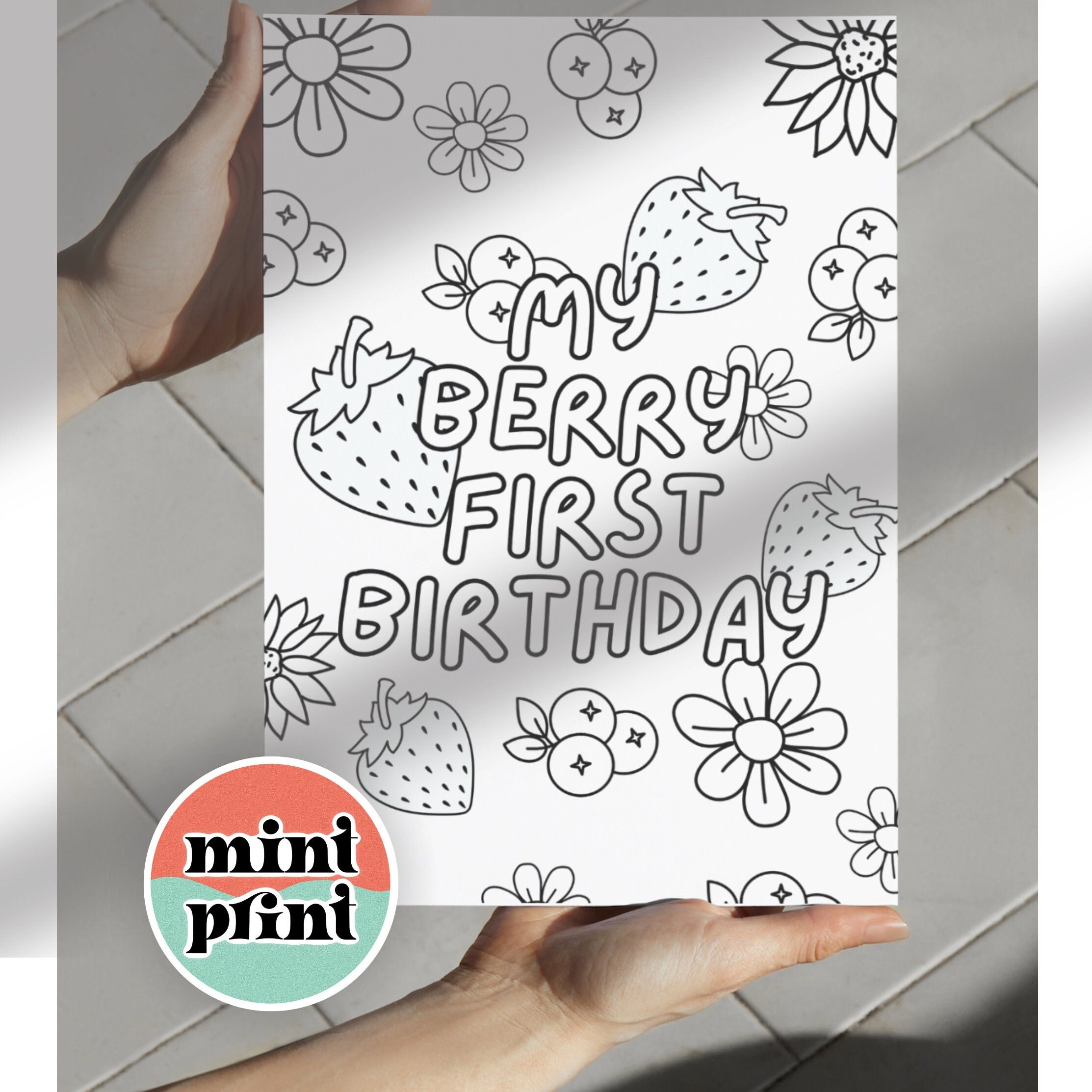 My Berry First Birthday Printable Colouring Pages - Baby Girl Birthday ...