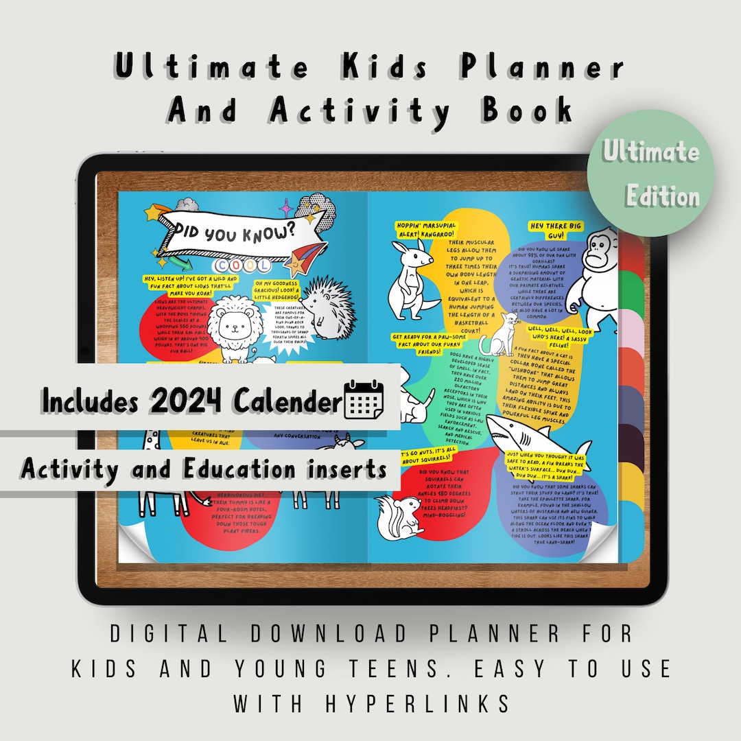 Digital Planner Kids Journal Activity Book With Puzzles Goodnotes, PDF ...